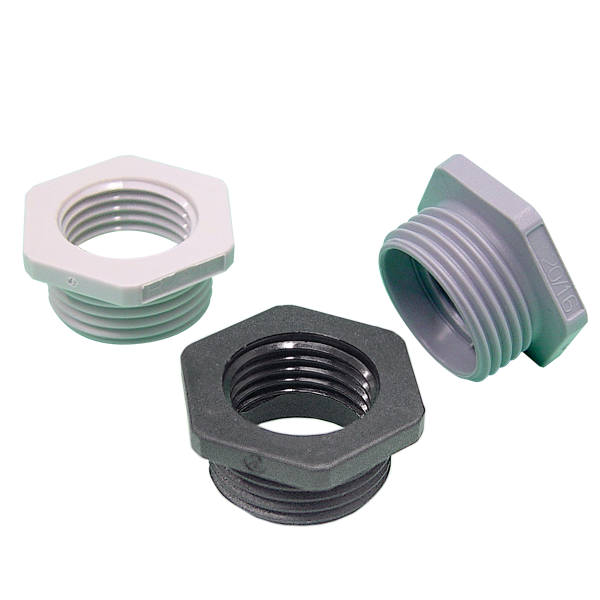 Locknuts, enlargers, reducers, adapters Plastic reducers hexagonal P ...